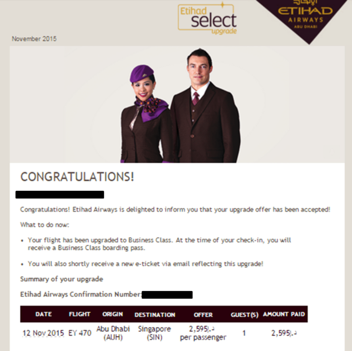 My experience with the Etihad upgrade system - The MileLion