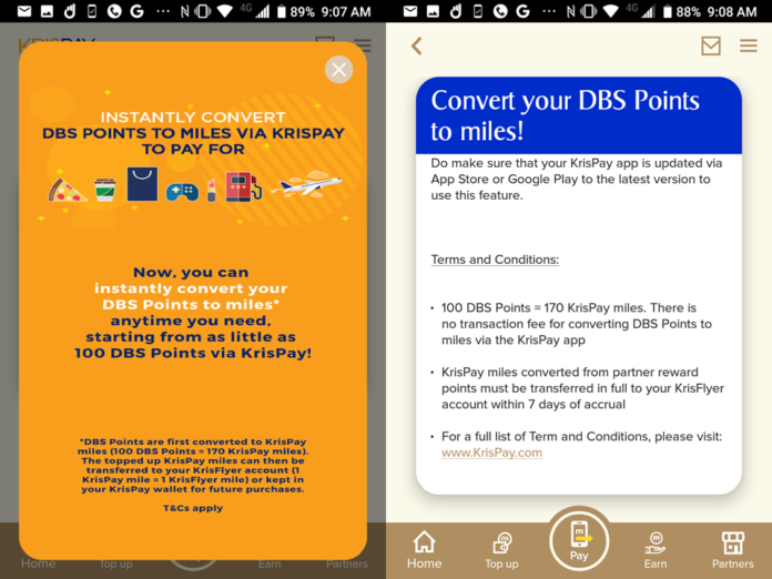 KrisPay offering instant conversion of DBS Points to KrisFlyer miles ...