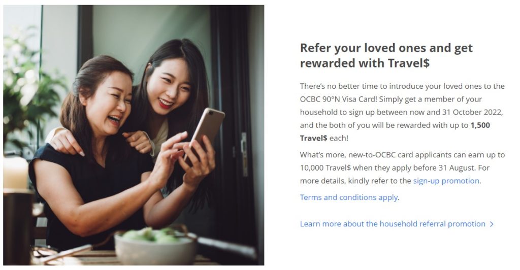 OCBC 90°N Card referral campaign: 1,500 bonus Travel$ for introducing ...