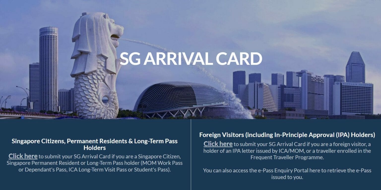SG Arrival Card will be a permanent feature of travelling to Singapore ...