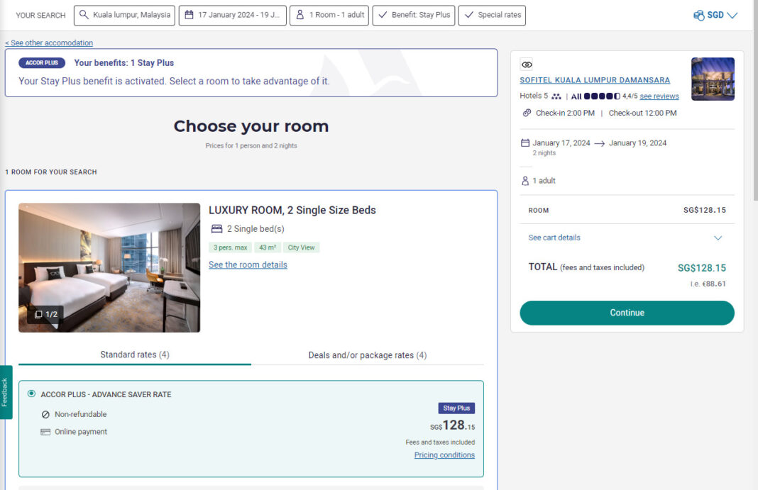 How does the Accor Stay Plus free hotel night benefit work? - The MileLion