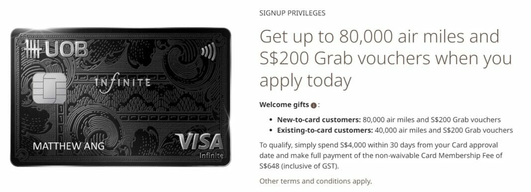 UOB Visa Infinite Metal Card extends 80,000 miles sign-up offer - The ...