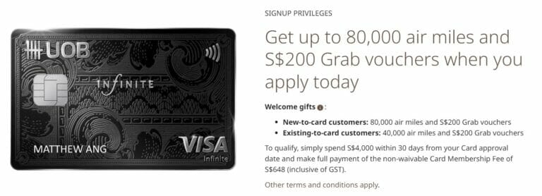 UOB Visa Infinite Metal Card extends 80,000 miles sign-up offer - The ...