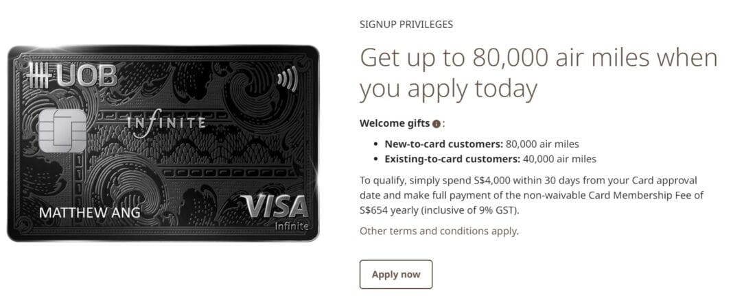 Extended: UOB Visa Infinite Metal Card 80,000 miles welcome offer - The ...
