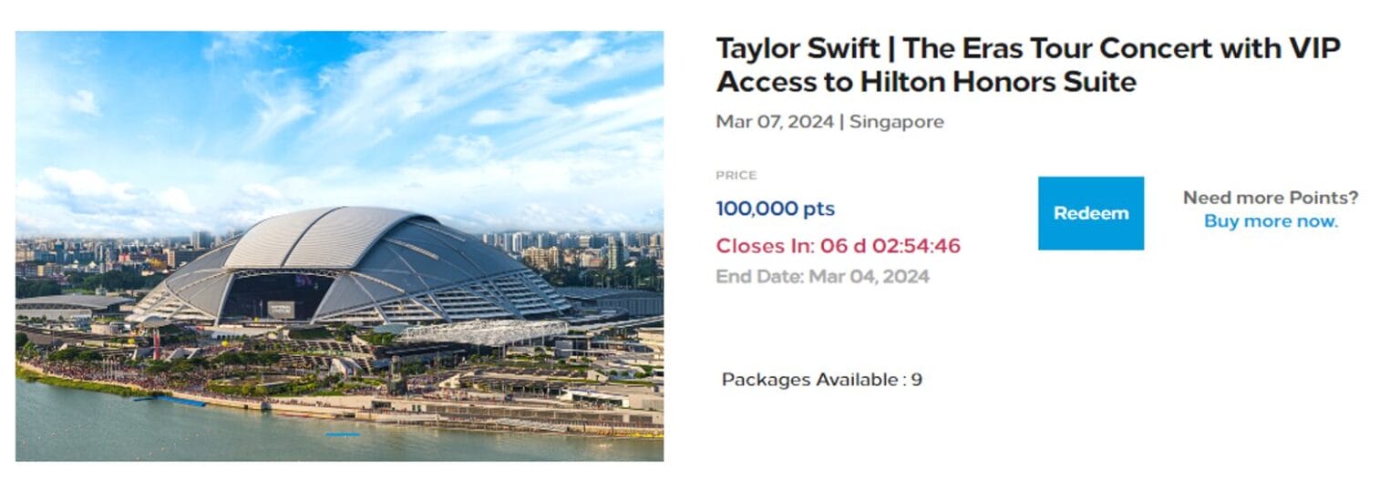Act fast: Hilton Honors Experiences offering Taylor Swift Eras Tour ...