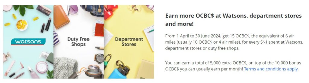 OCBC Rewards Card offering 6 mpd on department stores, duty-free and ...