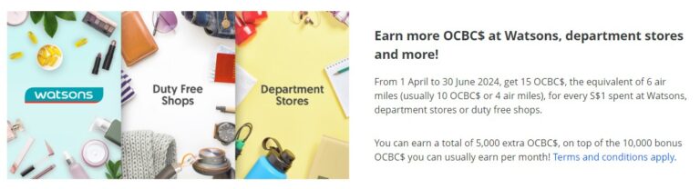 OCBC Rewards Card offering 6 mpd on department stores, duty-free and ...