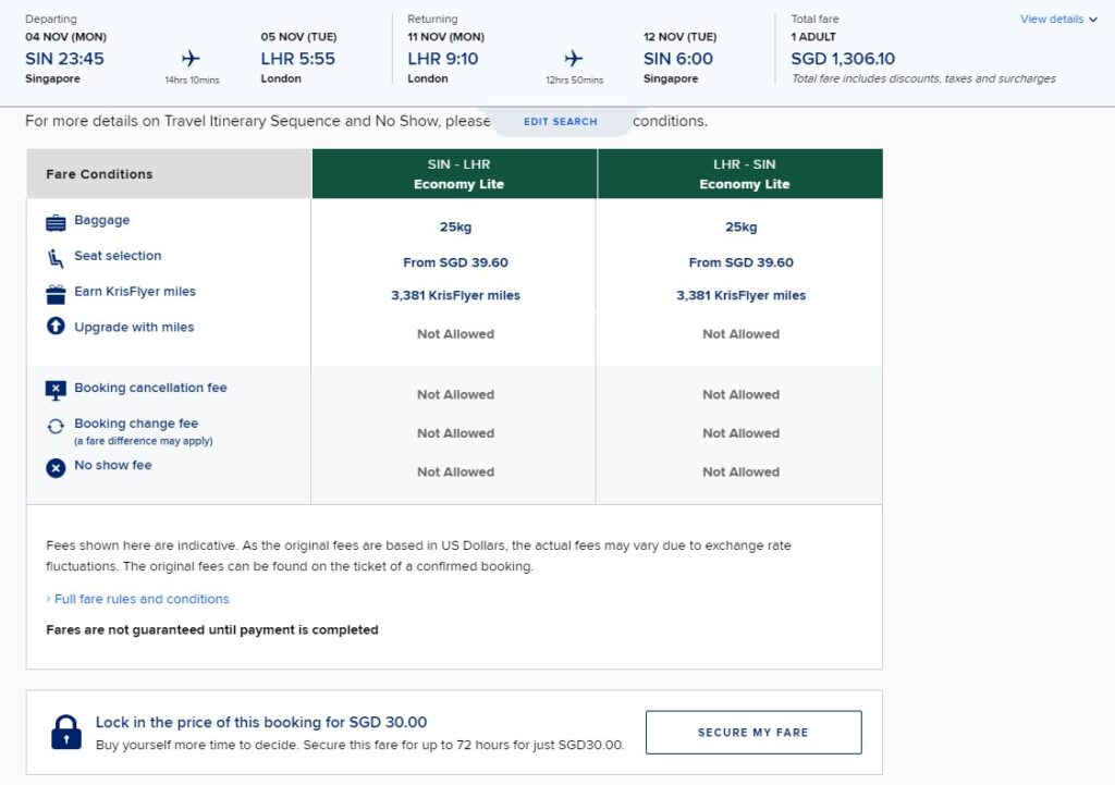 Singapore Airlines Secure My Fare: How it works - The MileLion
