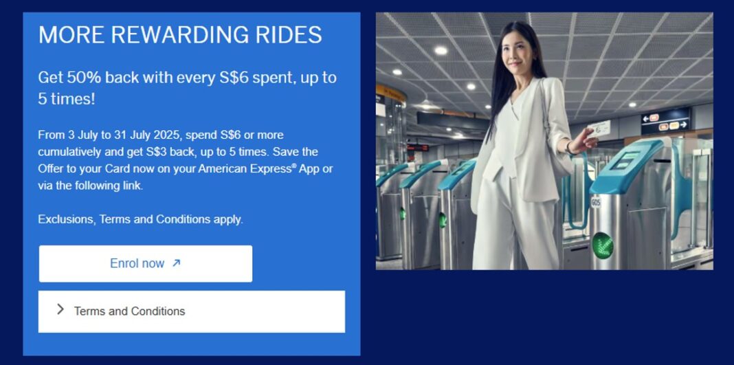 AMEX Cards offering S$3 back with every S$6 SimplyGo spend - The MileLion