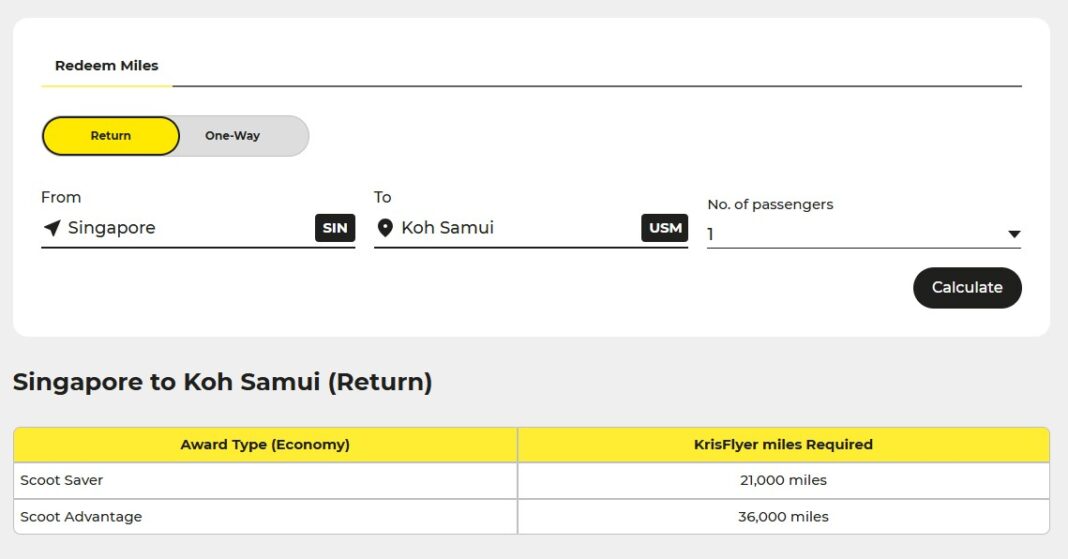 New Scoot award chart: Redeem flights from just 1,500 KrisFlyer miles ...