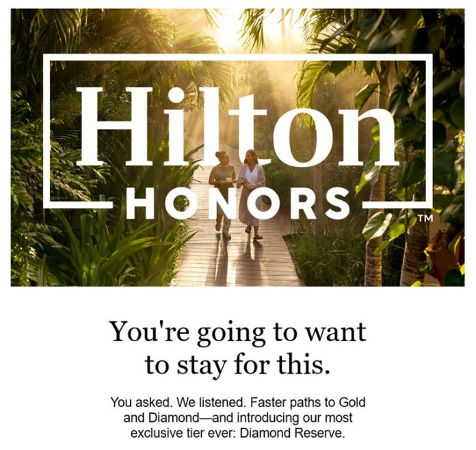 Hilton reduces elite status requirements, adds new Diamond Reserve tier ...