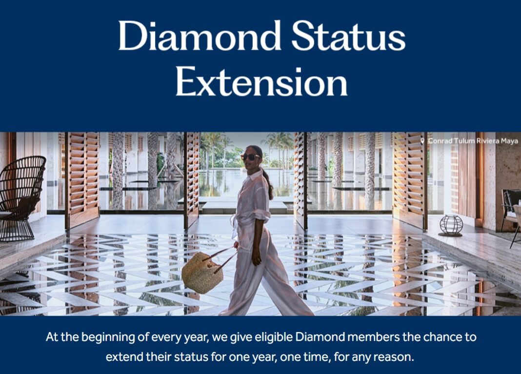 Hilton Diamond status extension: Retain Diamond with a one-time ...